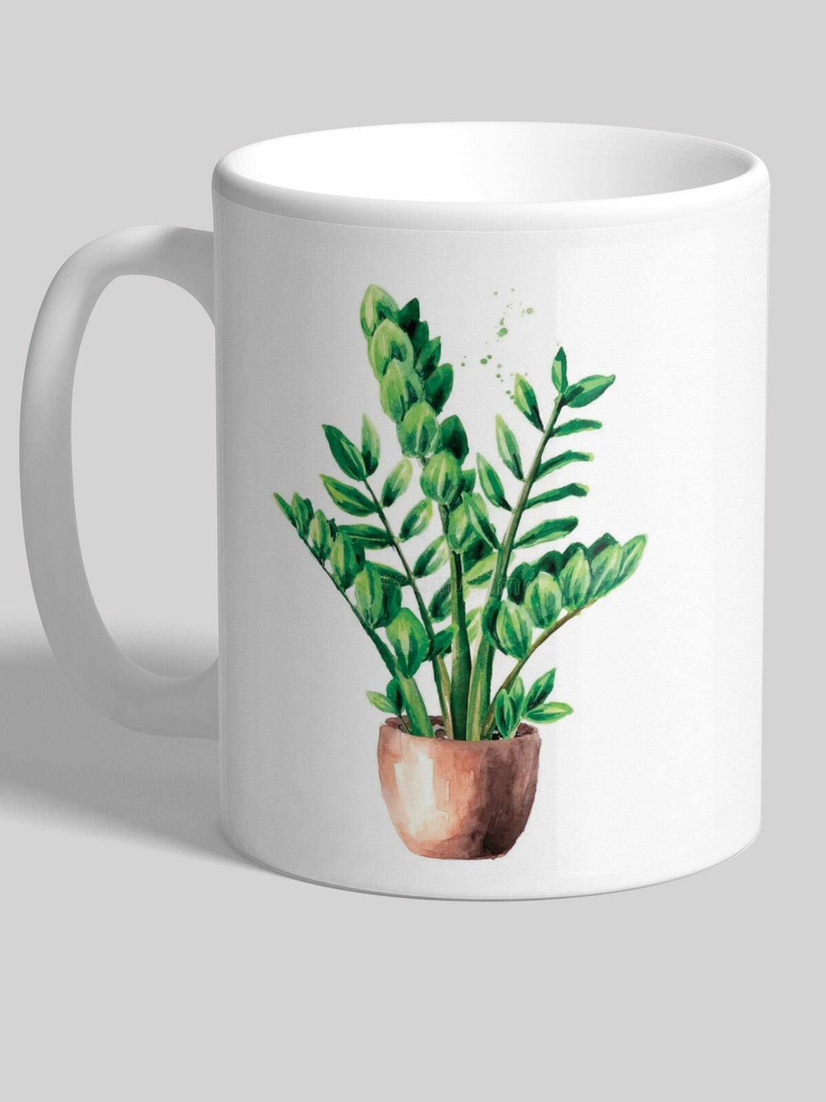 Кружка cooperative.moscow " Замиокулькас цветок " (кружка с Замиокулькасом , Замиокулькас , кружка с цветком, кружка Замиокулькас , с Замиокулькасом , подарок с любовью, кружка с цветами, цветы, цветок) , 330 мл, 1 шт