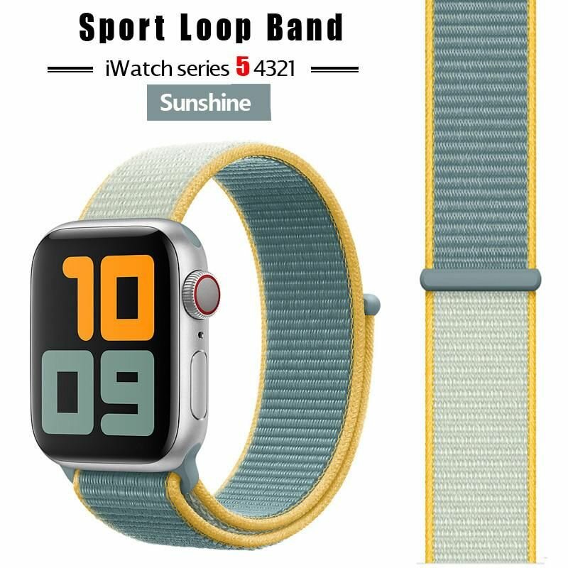 Нейлоновый ремешок для Apple Watch 38 / 40 / 41 mm Sport Loop Green/Yellow