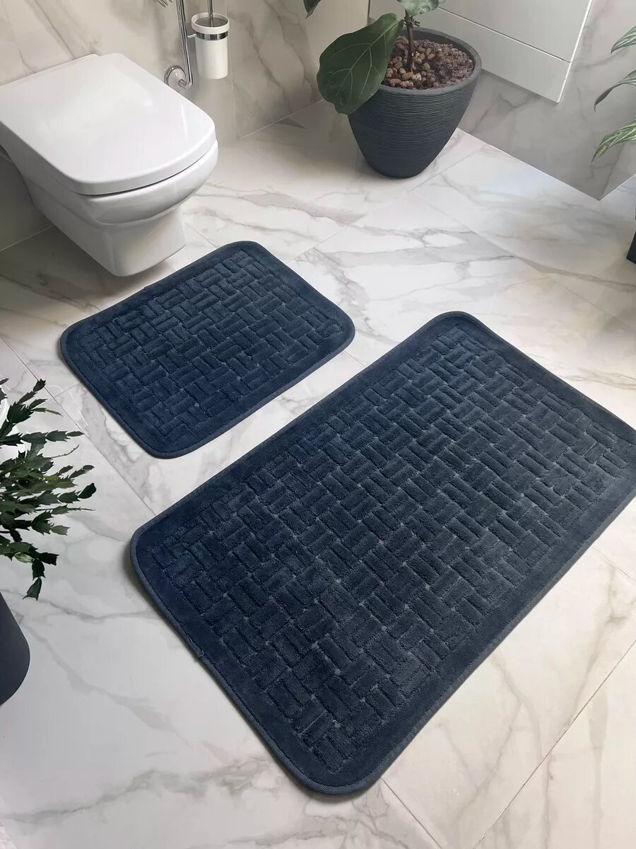 Комплект ковриков Natali's Carpets, хлопок, серый, 60x100 см и 60x50 см