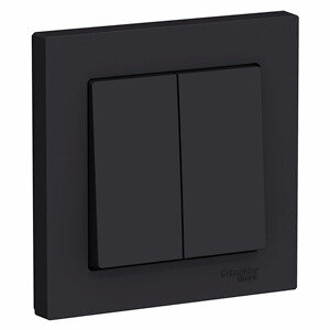 Выключатель ATLASDESIGN 2-клавишный, сх.5, 10АХ, в сборе, карбон, Schneider Electric