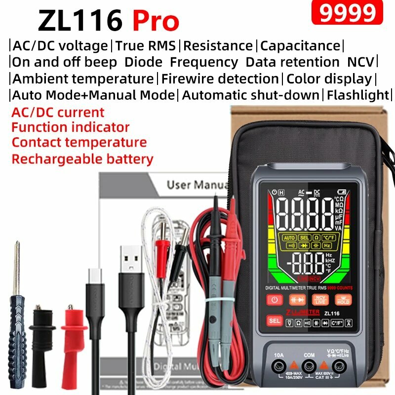 Цифровой мультиметр ALETTE ZL116 Pro с USB зарядкой