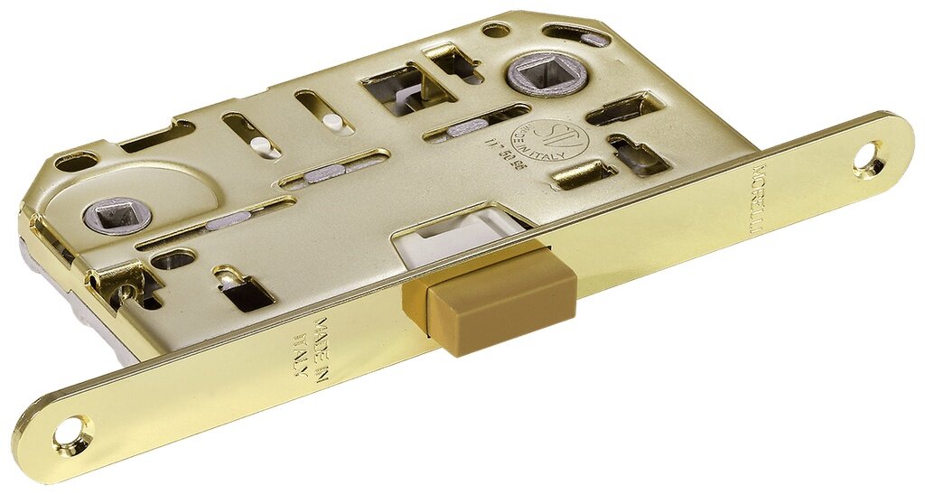 Защелка для двери Morelli магнитная, замок врезной IM-WC PG межкомнатный с ответной планкой, золото