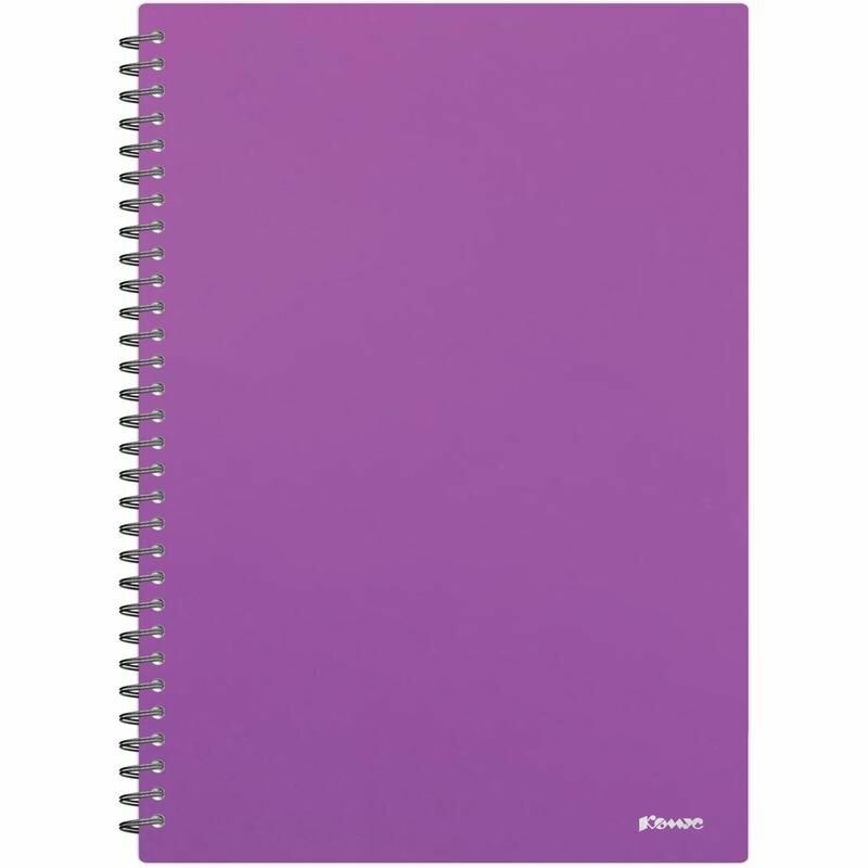 Бизнес-тетрадь Комус Classic А4 100 листов фиолетовая в клетку на спирали (294х210 мм)