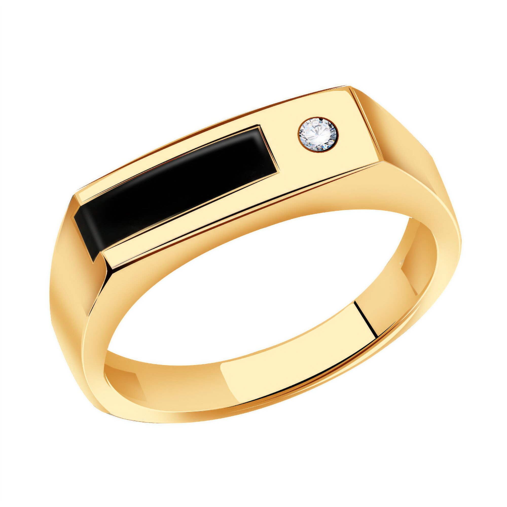 Печатка, красное золото, 585 проба, фианит, агат