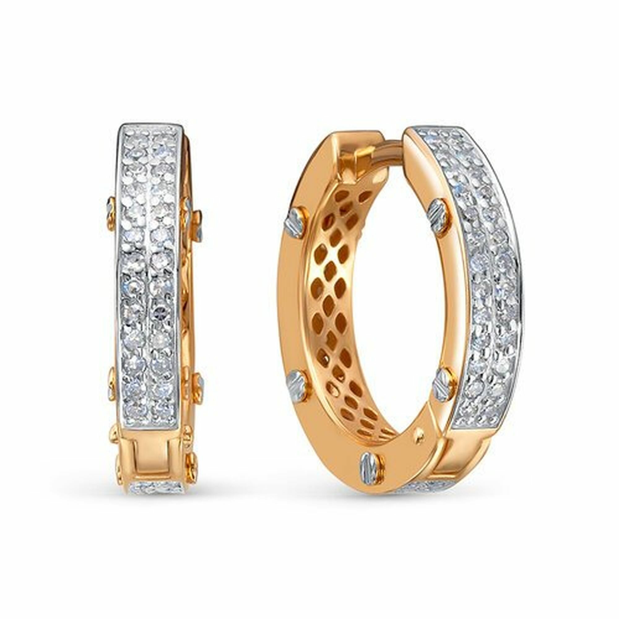 Серьги, красное золото, 585 проба, бриллиант