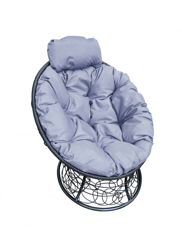 Садовое Кресло «Папасан мини» ротанг Черный Серый