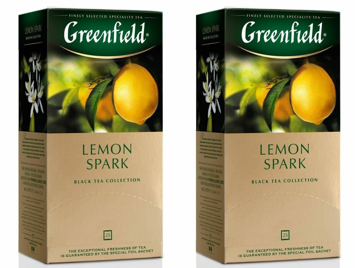 Greenfield Чай черный Lemon Spark, 25 пакетиков по 1,5 г, 2 уп