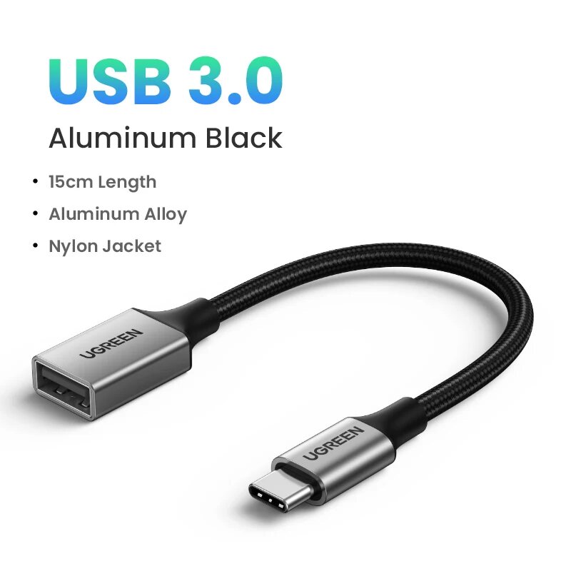 Ugreen USB 3.0 Type-C кабель, 15см, черный