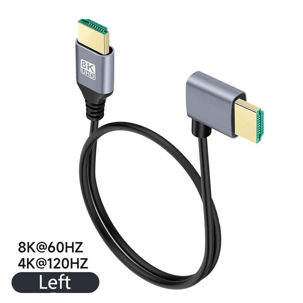 HDMI кабель 2.1 90 градусов 8K 60Гц 4K 120Гц Left, 1m