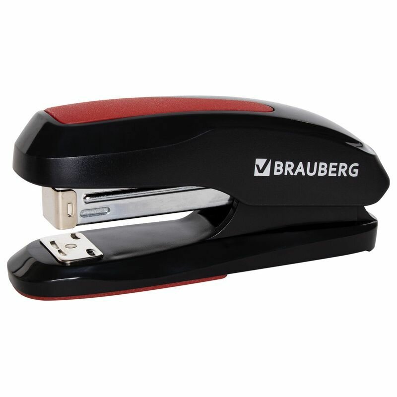 Степлер №24/6, 26/6 BRAUBERG "Extra", до 30 листов, черно-красный