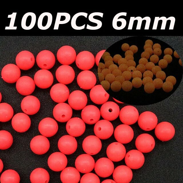 Светящиеся пластиковые рыболовные бусины зеленый красный 100 шт. 100PCS 6mm R