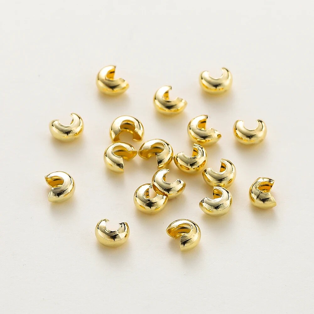 Бусины обжимные открытые, 5 мм, 14K Gold, 100 шт