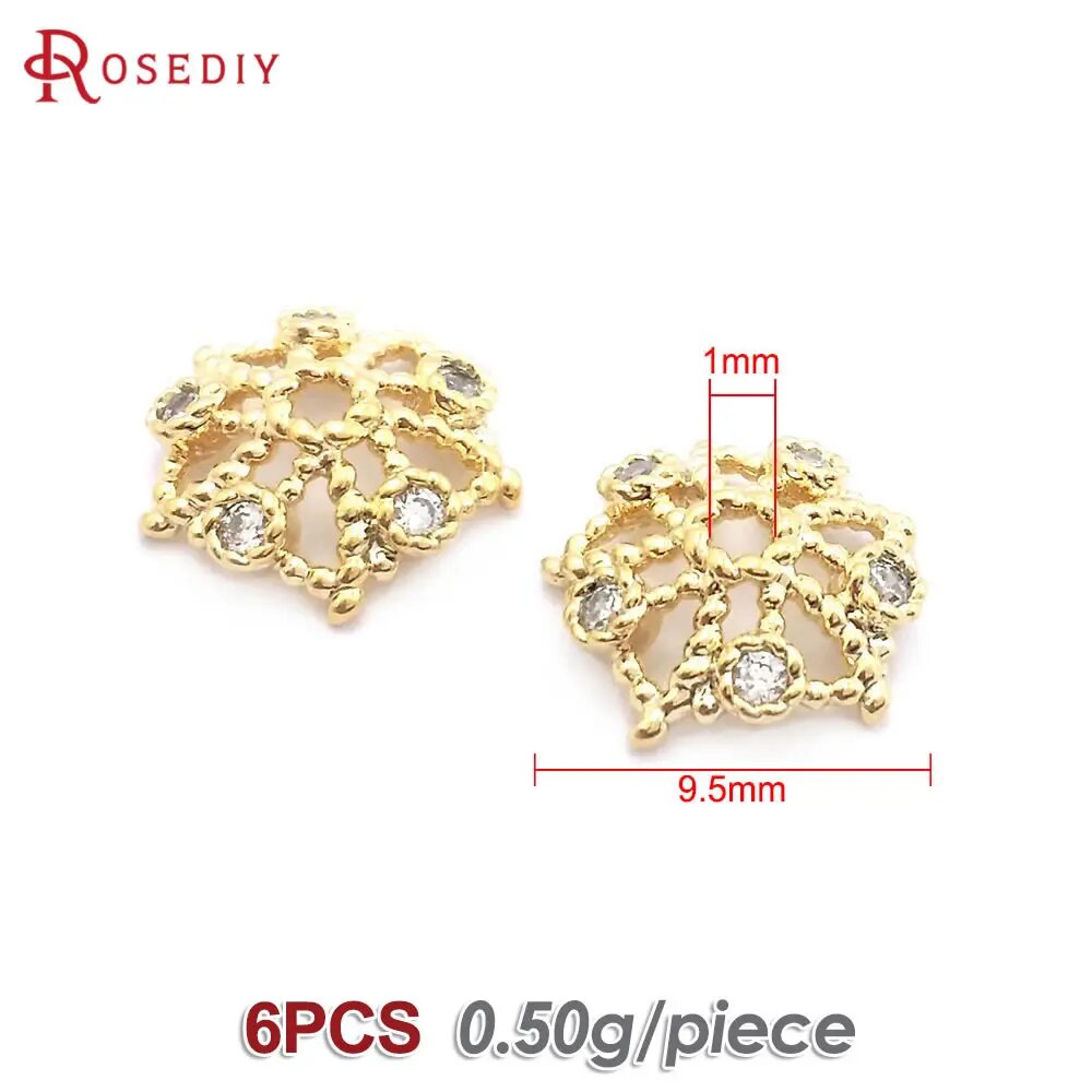 Фурнитура для бижутерии Rosediy, серебряный цвет, цирконий, цветы, бусины 33194-18K Gold Color