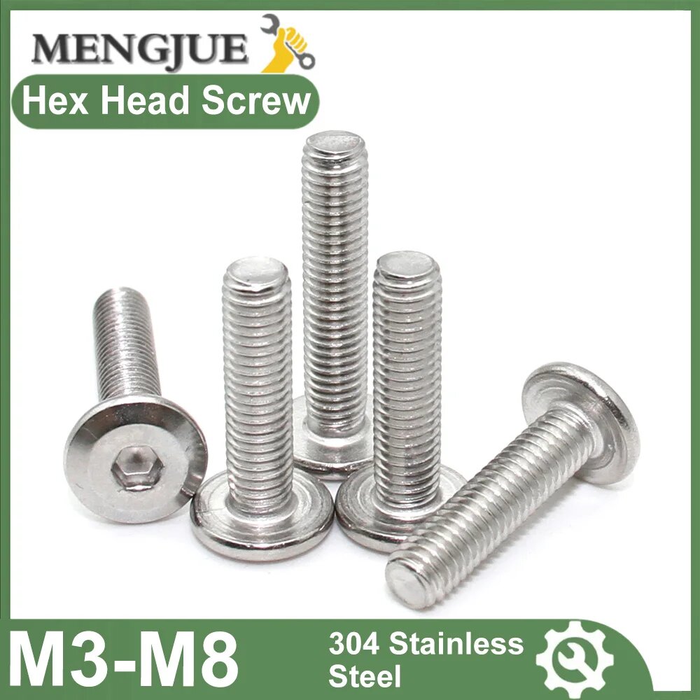 Мэнцзюэ шестигранные болты из нержавеющей стали 304 М3-М8 M4 (10pcs), 35mm