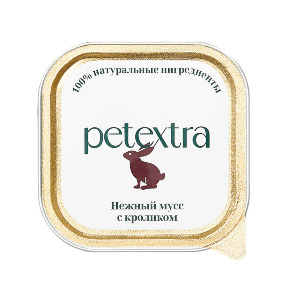 Влажный полнорационный корм для взрослых кошек PETEXTRA "Нежный мусс с кроликом"