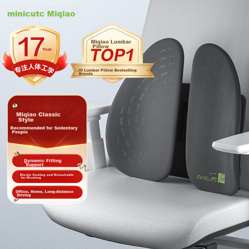 Minicute Lumbar Support Cushion, Ergonomic Seat Cushion, Backrest for Car, Office, Student, Spine Protection, Waist Pillow