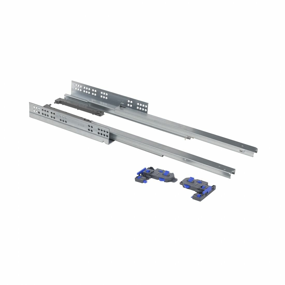Направляющие для выдвижных ящиков скрытого монтажа L-550 push to open ДСП до16mm с замками PRIME by AKS 3D полное выдвижение