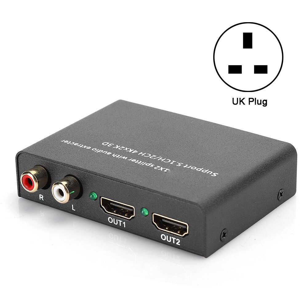 Аудиоэкстрактор HDMI Splitter Adapter 1 Вход 2 Выхода С Усилением Swicther -