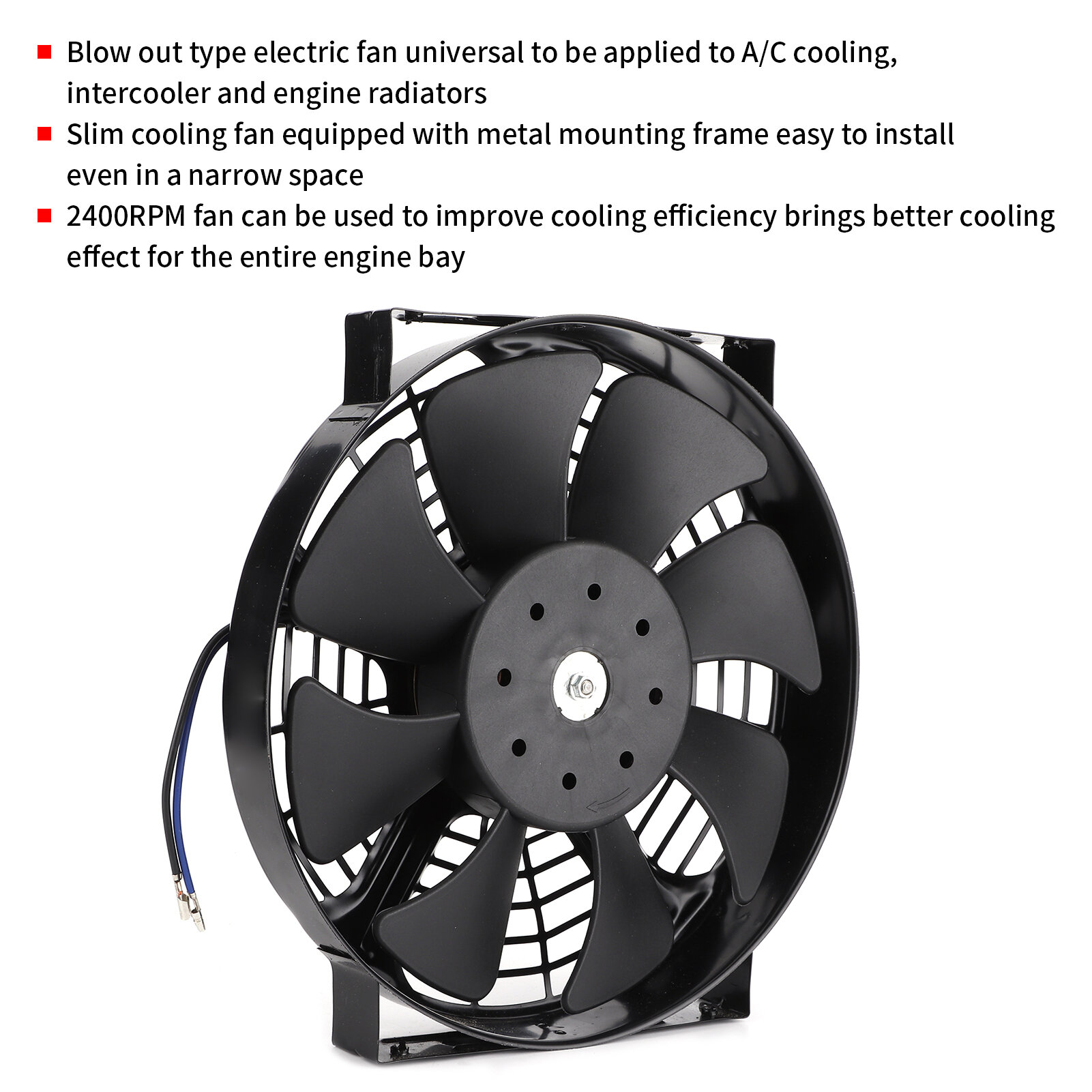 10-дюймовый универсальный вентилятор охлаждения двигателя, электрический радиатор, кондиционер, постоянный ток 12 В, 80 Вт, 2400 об/мин для автомобиля, грузовика