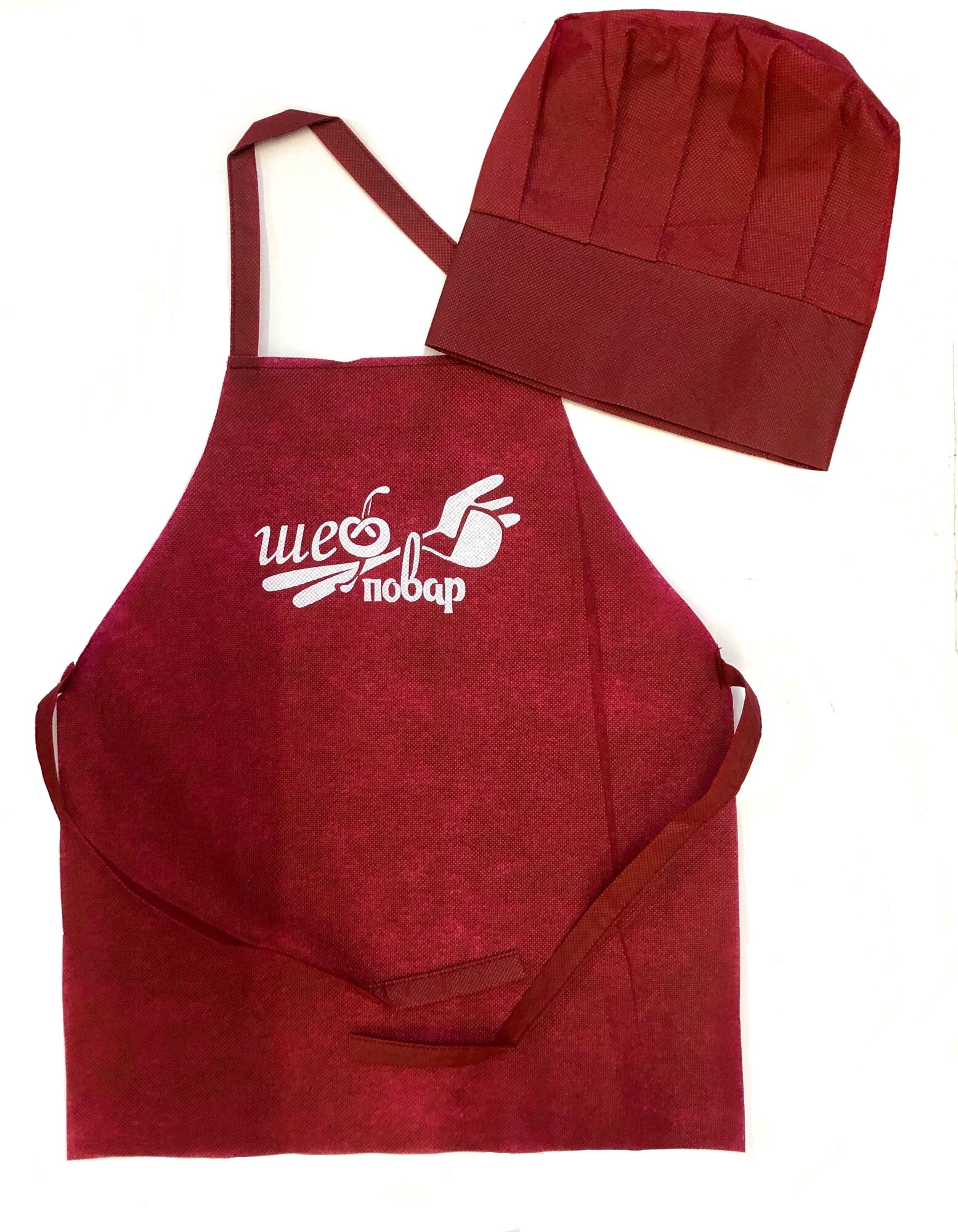 Игровой набор ПК Лидер Шеф Повар (фартук, колпак) нетканый материал бордовый