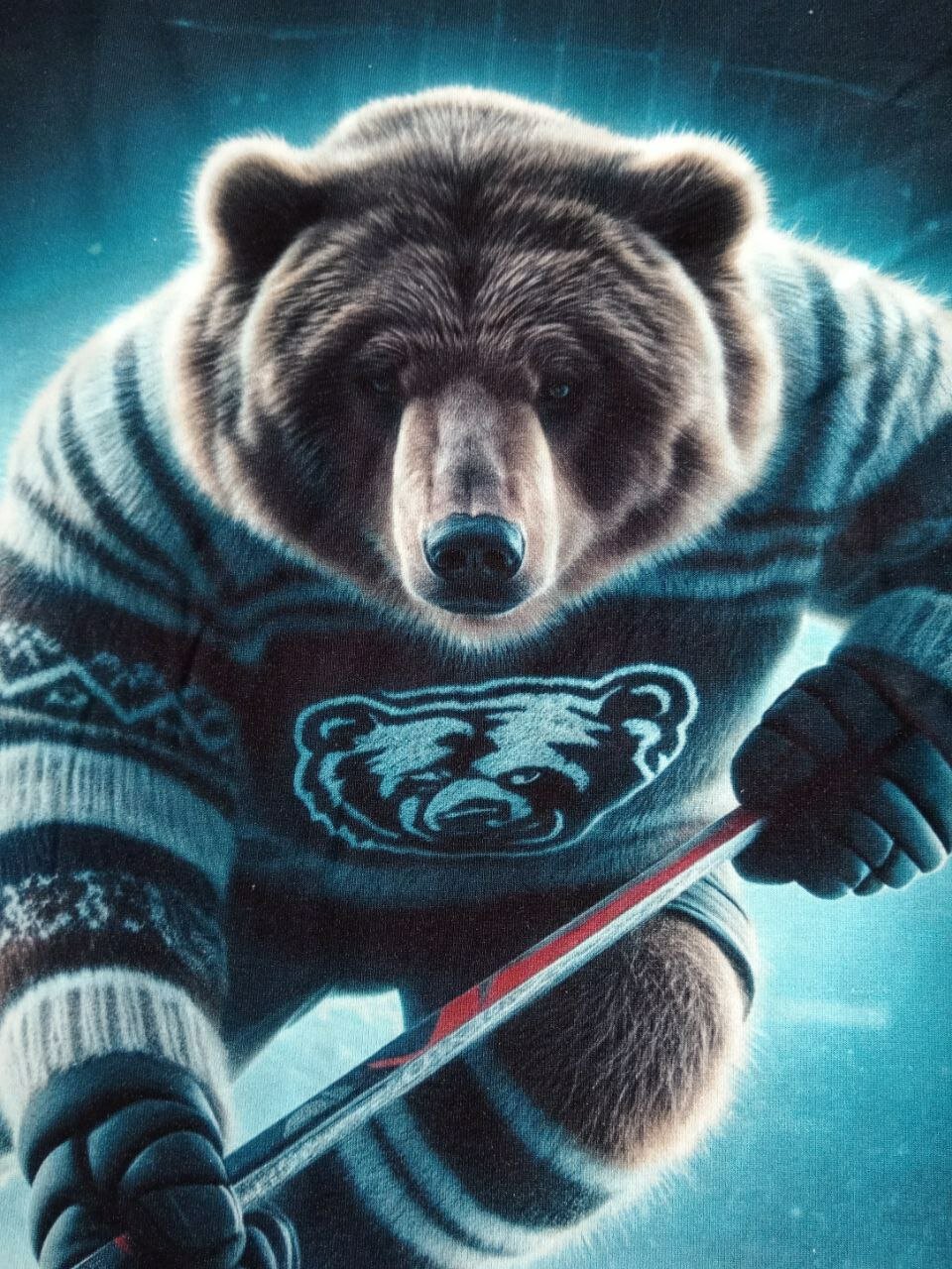 Кулирка с лайкрой купон "Русский медведь" ширина 180см, высота 80+-2см пенье