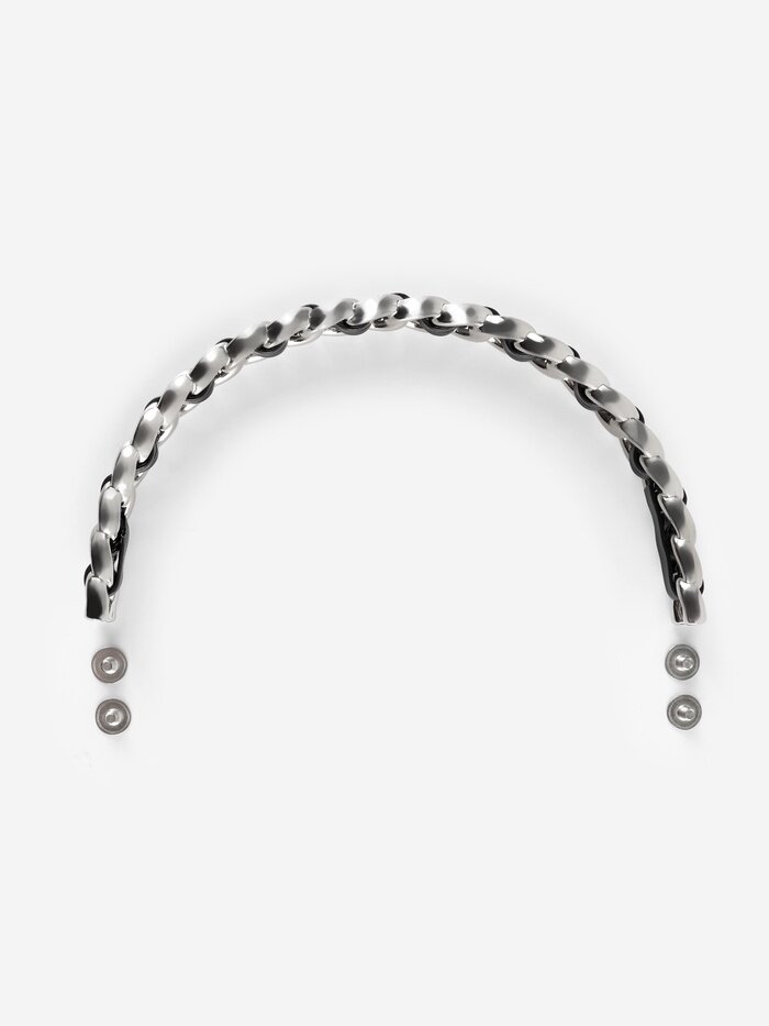 Ручка для сумки, металлическая, с винтами для крепления, 12,8 6,5 см, цвет серебряный/чёрный