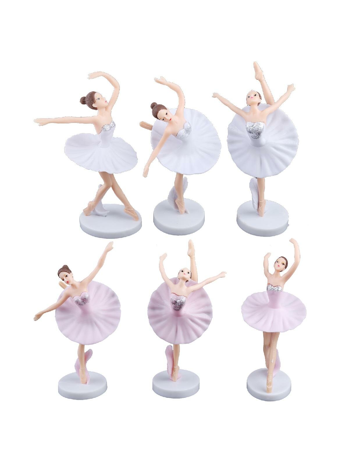6 Штук топперов для торта в виде миниатюрной фигурки балерины, танцовщицы балета, для декора тортов