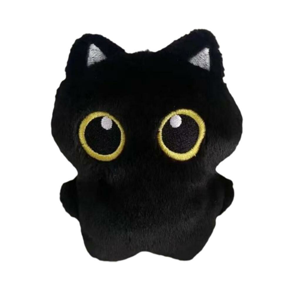 Милая плюшевая игрушка в виде черного кота с большими глазами, Подходит для рюкзака.