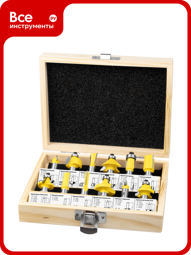 Набор фрез KMC 8/12 12 шт Kolner 8101100029, с фрезерными станками