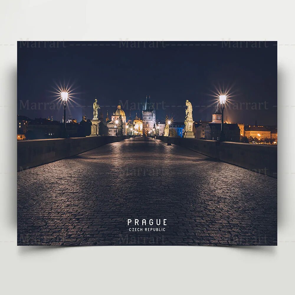 Печать на холсте "Прага. Городская архитектура" Черный, B, 21X30cm NoFrame