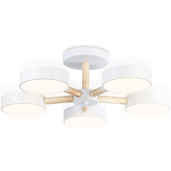Подвесной светодиодный светильник с пультом Ambrella Light FL4825/5 WH белый 3000K-6400K 65W D580*160 (ПДУ ИК)