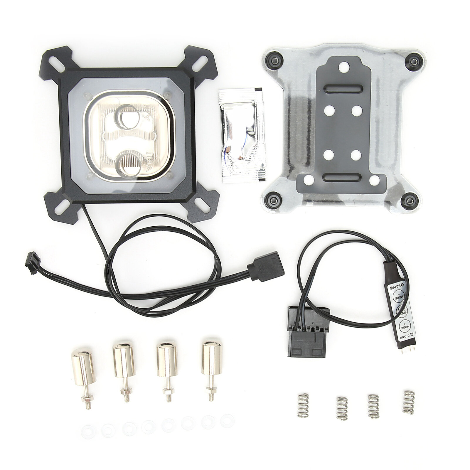 Водоблок для процессора INTELPK5E, медная основа, рассеянная подсветка