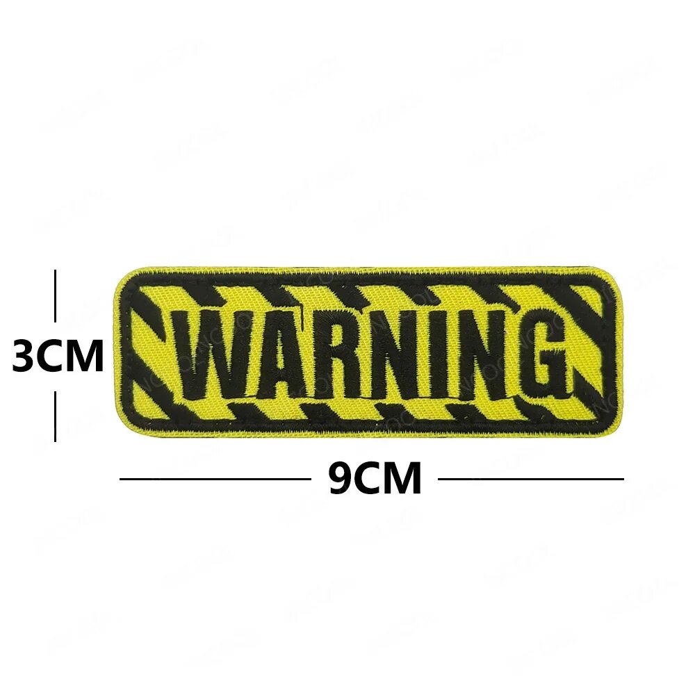 Предупреждающая нашивка "WARNING" 9x3 см, желтая, вышитая