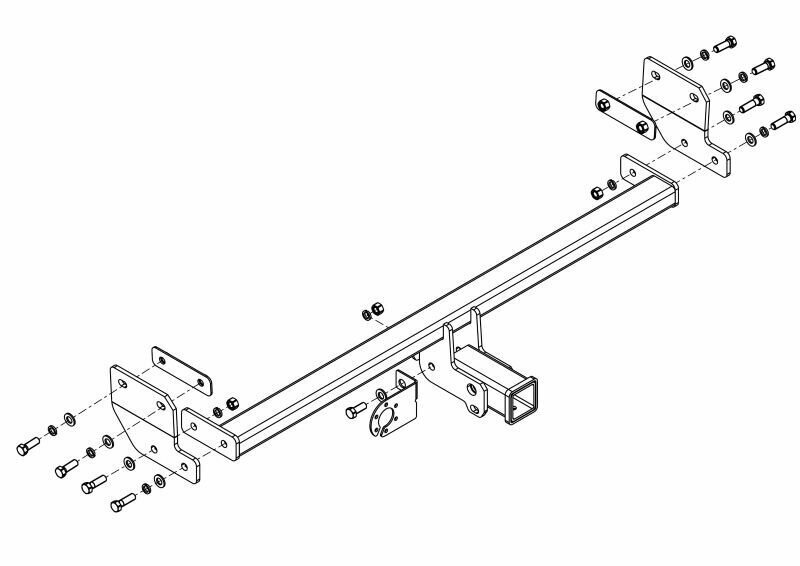 Фаркоп на Kia Soul 2019- без снятия и подрезки бампера. Тип шара: E. Нагрузки: 1500/75 кг, KI 38B
