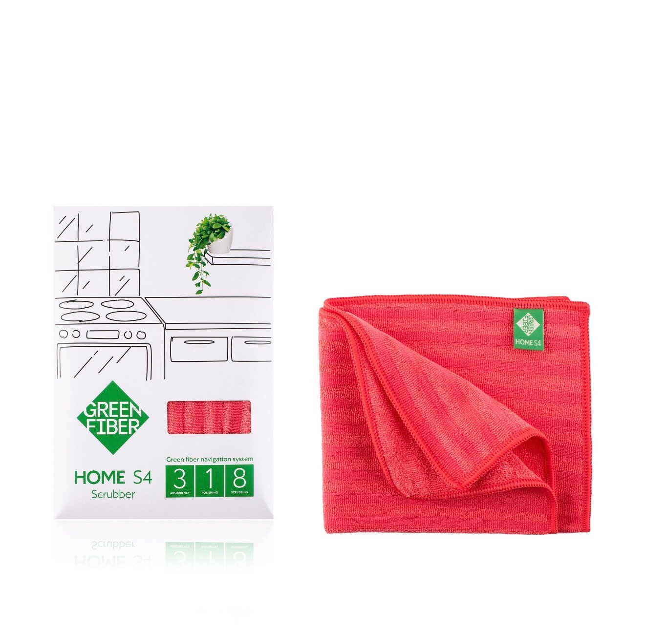 Файбер (скрабер салфетка для сухой и влажной уборки) TWIST S4 коралловый