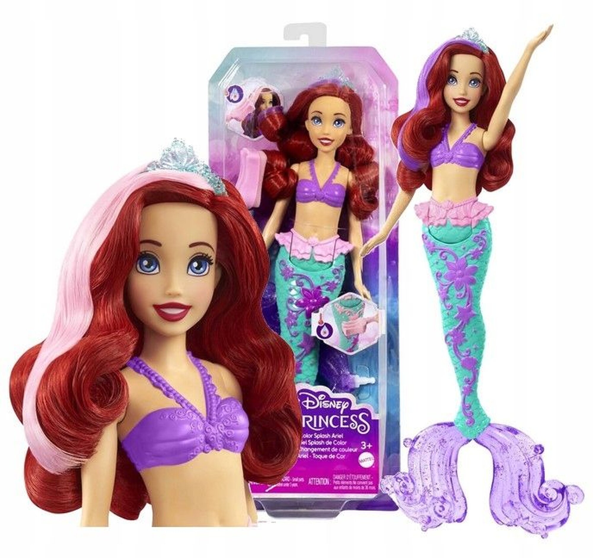 Кукла Mattel Disney Princess - Кукла Русалочка Ариэль Color Change с хвостом, меняющими цвет - Дисней Принцессы HLW00