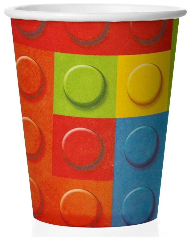 Стаканы (250 мл) Конструктор, Разноцветный, 6 шт.