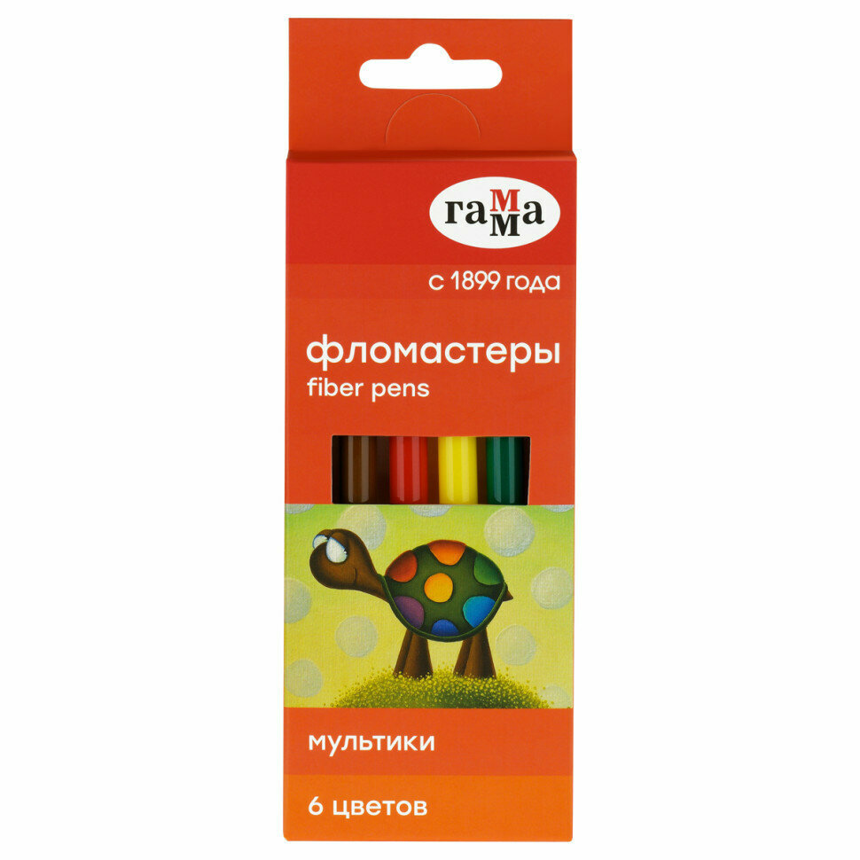 Фломастеры Гамма "Мультики", 06цв, смываемые, картон. упак, европодвес, 356539