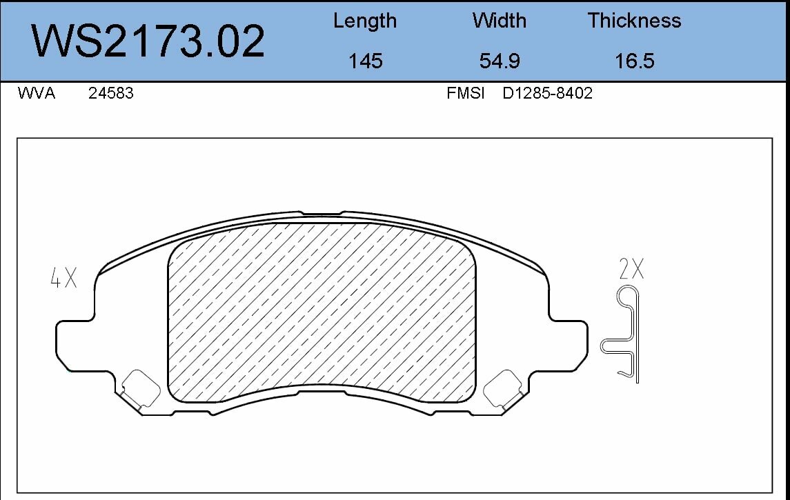 Колодки тормозные дисковые перед JEENICE WS2173.02