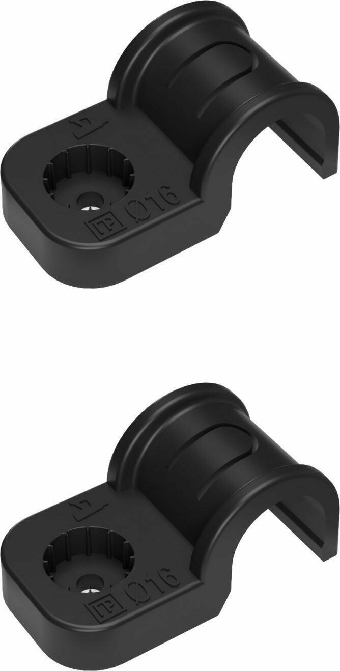 Скоба пластиковая круглая Промрукав 16мм черная (50 шт./уп) (комплект из 2 уп)