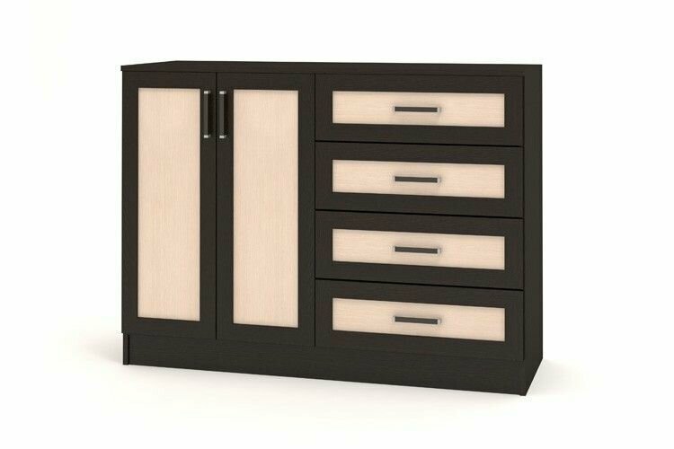 Комод Арлен 11 венге цаво, дуб молочный, рамка квадро, дверцы слева