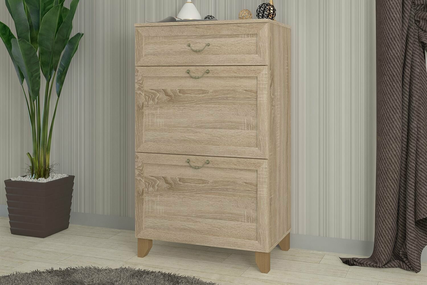 Комод Ренди 8М 70х40х120 дуб сонома, рамка квадро МДФ, ножка №3