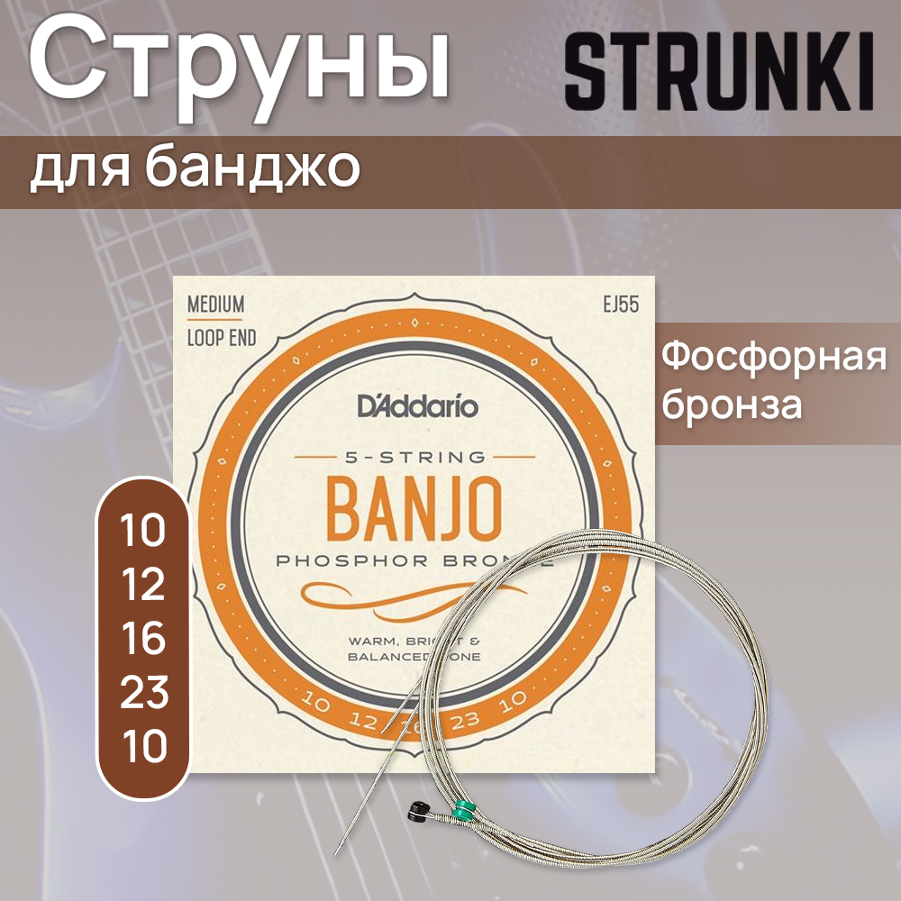 Струны для банджо D'Addario Banjo EJ55 10-23
