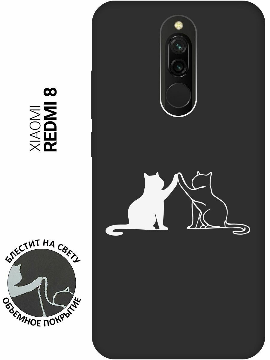 Матовый Soft Touch силиконовый чехол на Xiaomi Redmi 8, Сяоми Редми 8 с 3D принтом "Cats W" черный