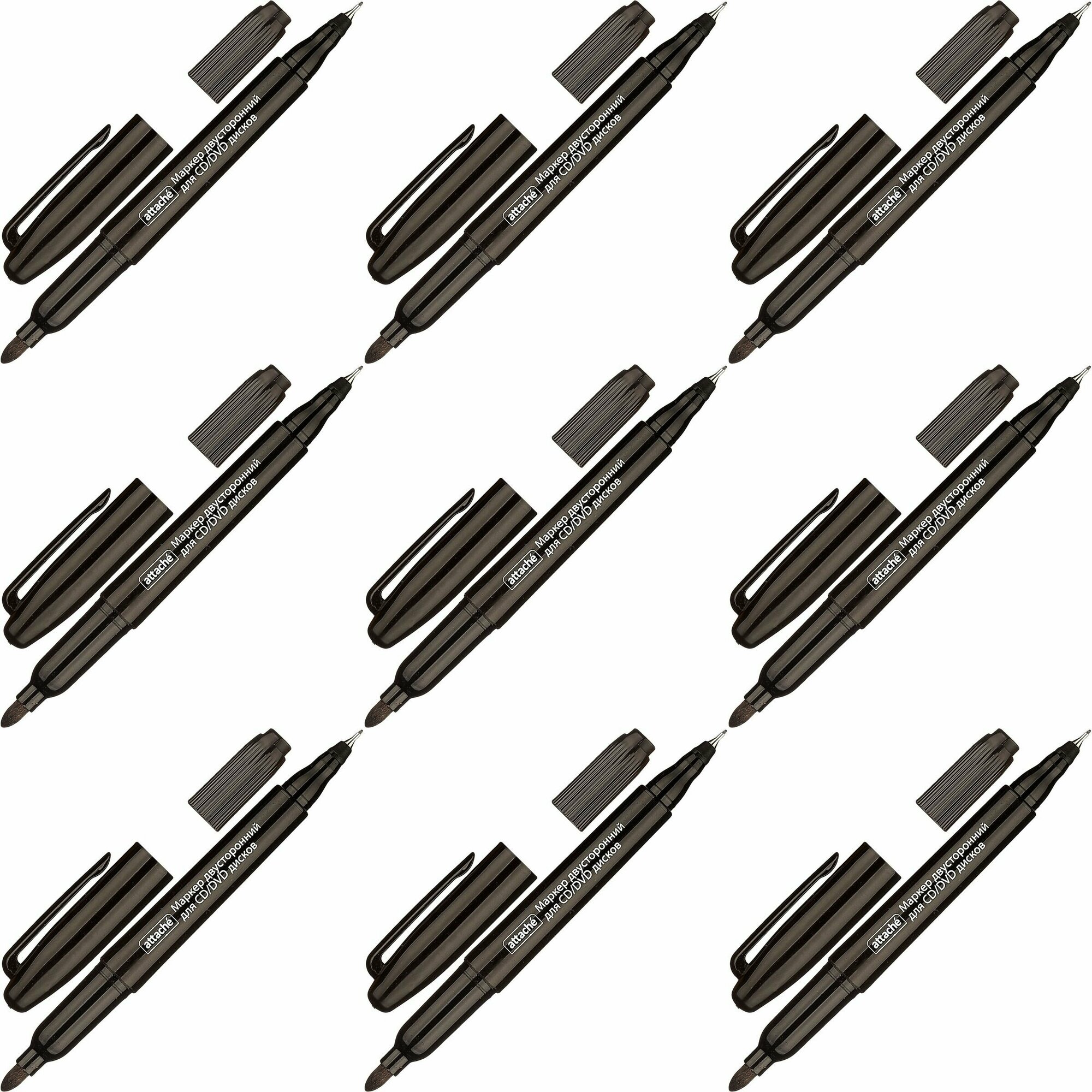 Attache Маркер для CD, черный, 1,0 мм, 9 шт