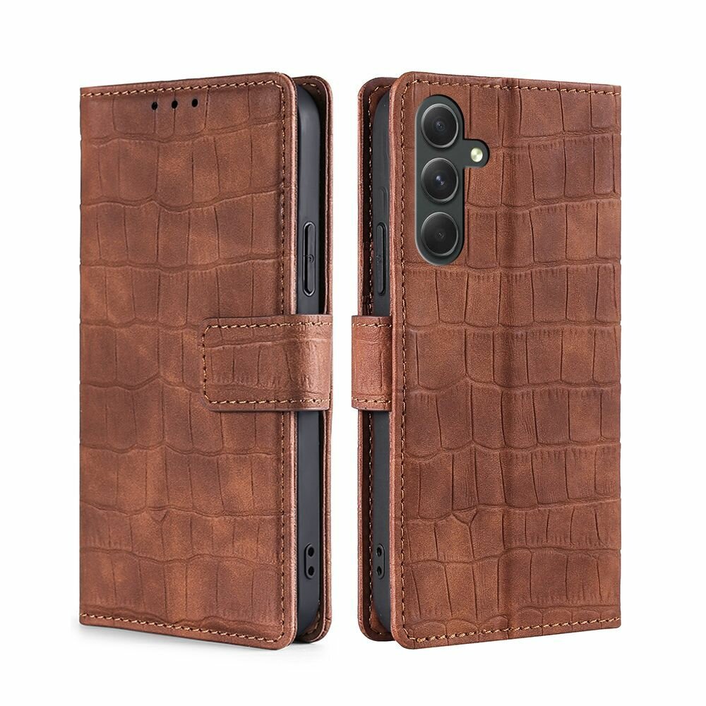 Чехол-книжка MyPads для Samsung Galaxy A54 5G / Самсунг А54 5G коричневый крокодиловая кожа