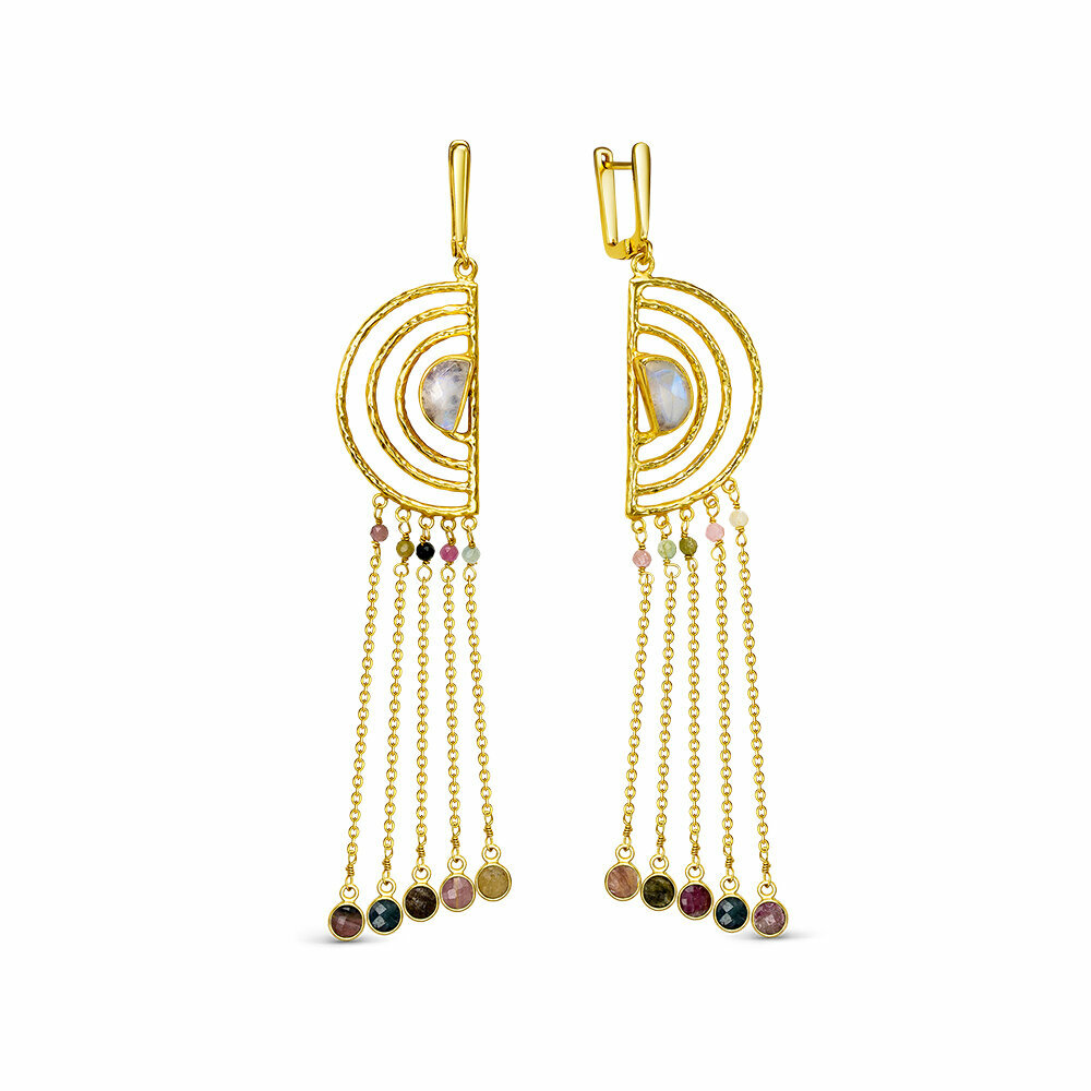 Серьги, серебро, 925 проба, лунный камень