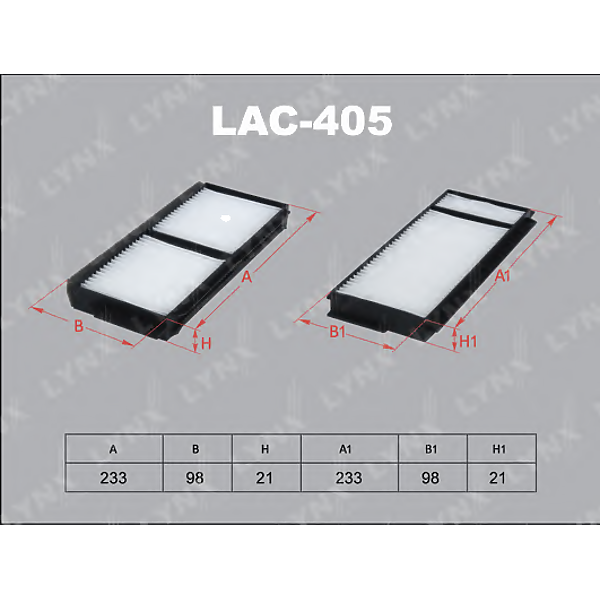 LYNXAUTO lac-405 (09HY04 / 15212127 / 1987432163) фильтр салонный (комплект 2 шт.) Mazda (Мазда) 3 03 / 5 05