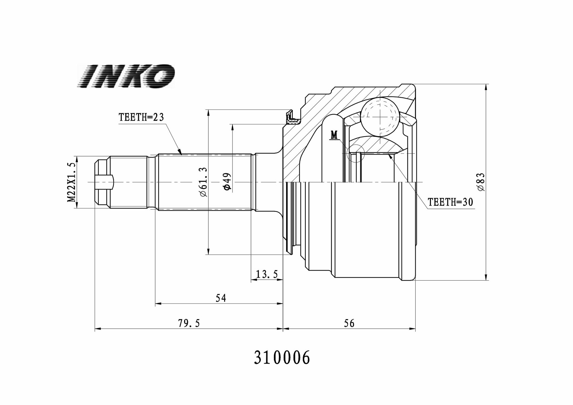 ШРУС внешний 23 30 перед INKO 310006