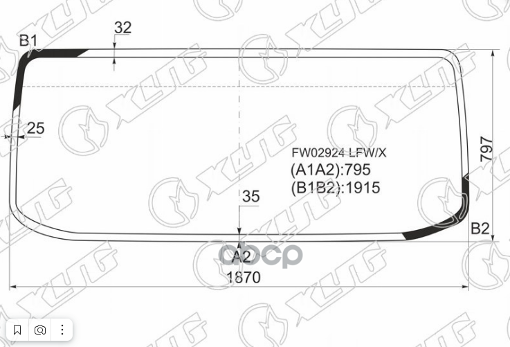 Стекло лобовое (Сборка Россия) Isuzu ELF NPRNQR 06- / JAC N120 14- XYG арт. FW02924 LFW/X